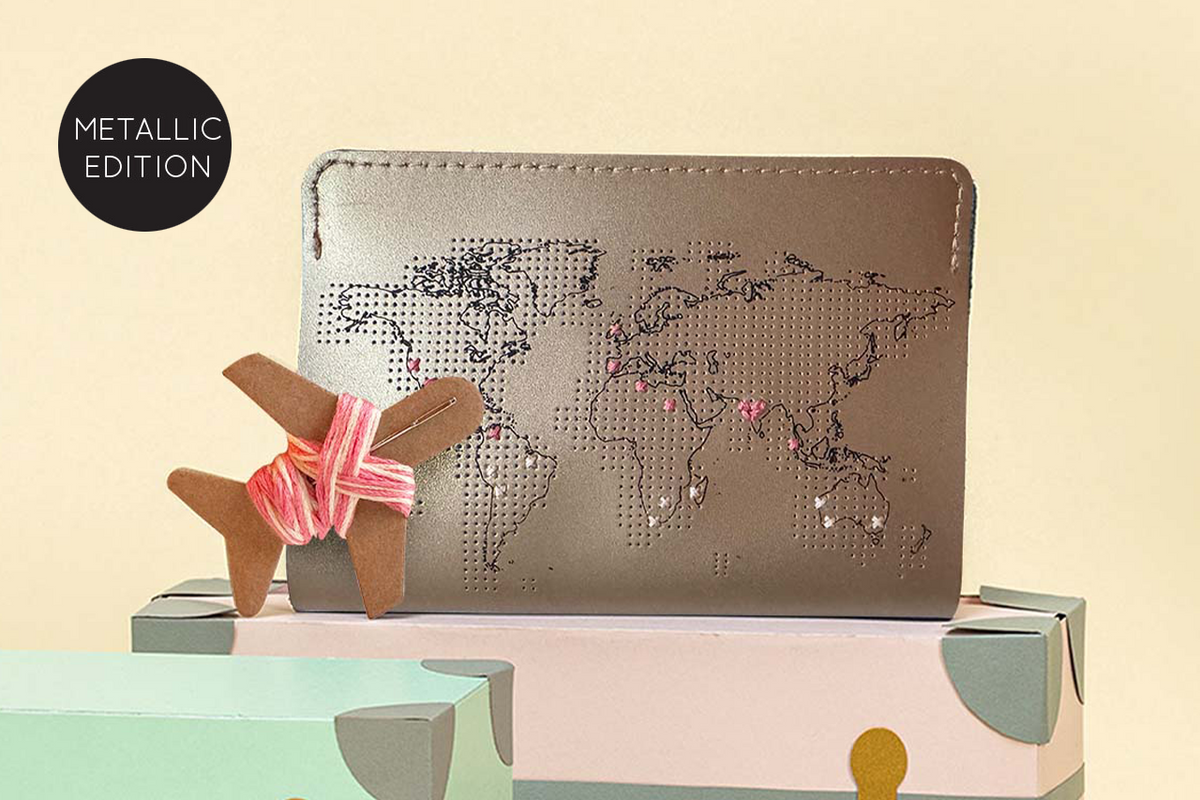 Stitch Your Travels Passport Cover - Gold (Vegan) – Chasing Threads