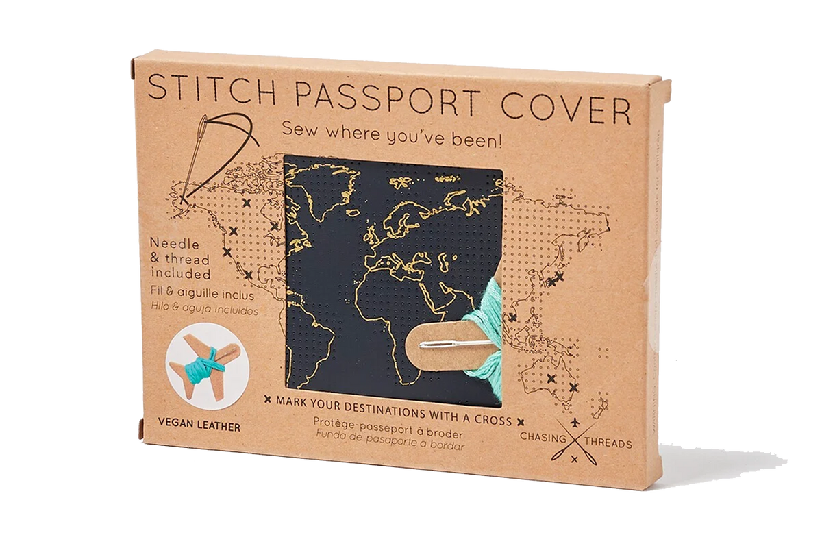 Stitch Your Travels Passport Cover - Navy (Vegan) – Chasing Threads